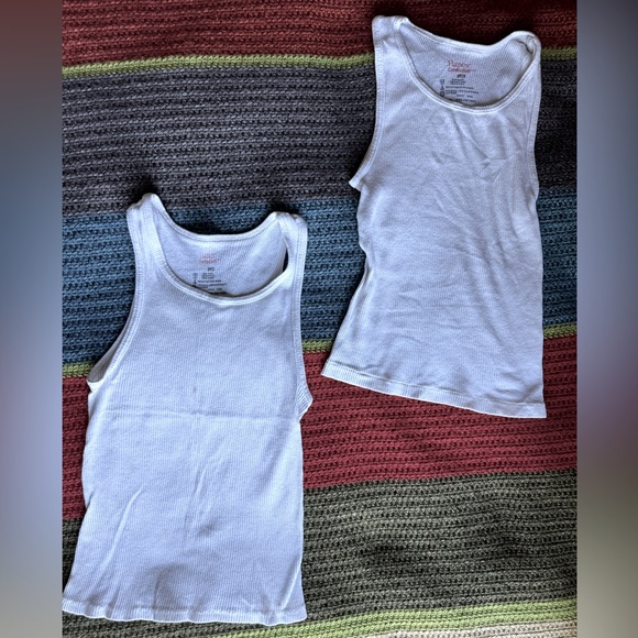 Hanes | Shirts & Tops | Pair Of White Ribbed Little Girl Tank Tops ...